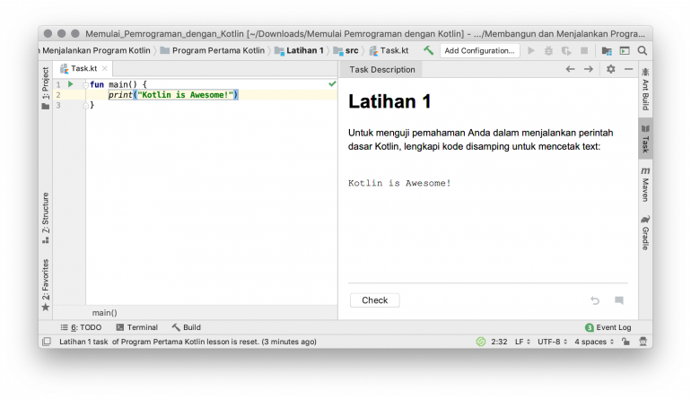 Cara Mengerjakan Latihan pada Kelas Memulai Pemrograman dengan Kotlin ...