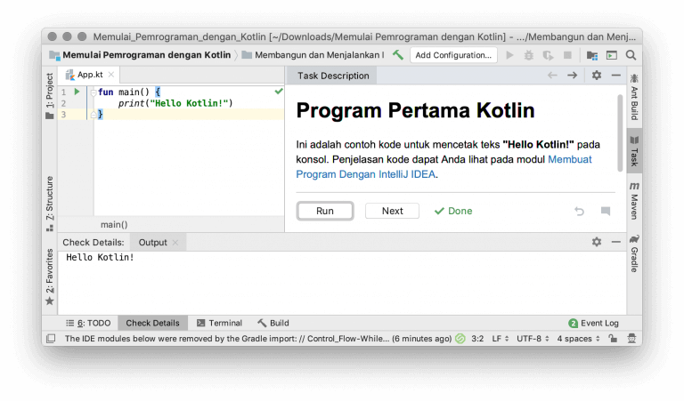 Cara Mengerjakan Latihan pada Kelas Memulai Pemrograman dengan Kotlin ...