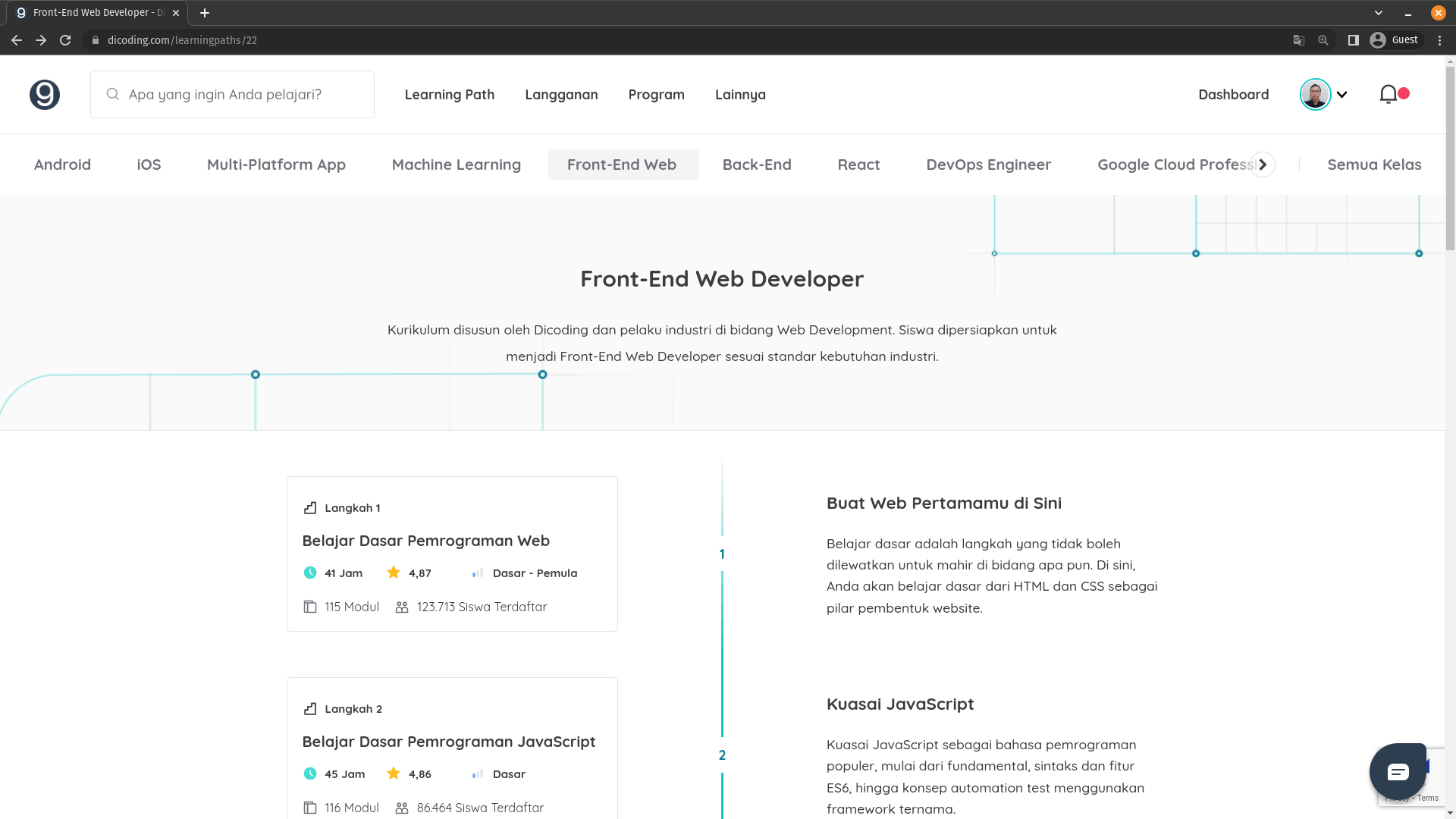 Intro ke Pengembangan Aplikasi Web - Dicoding Blog