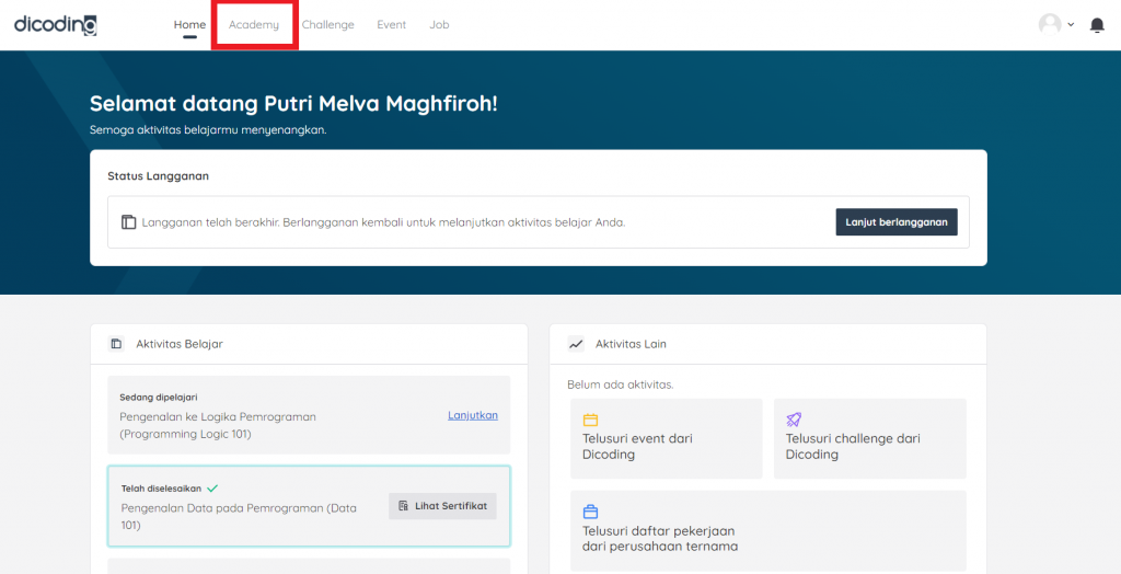 Bagaimana cara memasukkan token multi-course? – Dicoding's Help ...